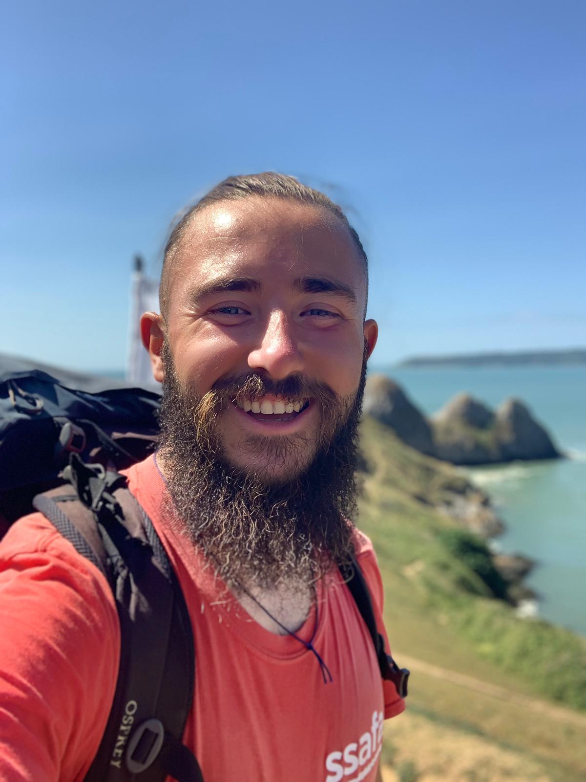 Dan McNeil in Wales on his UK coastline fundraiser for SSAFA - Cobseo